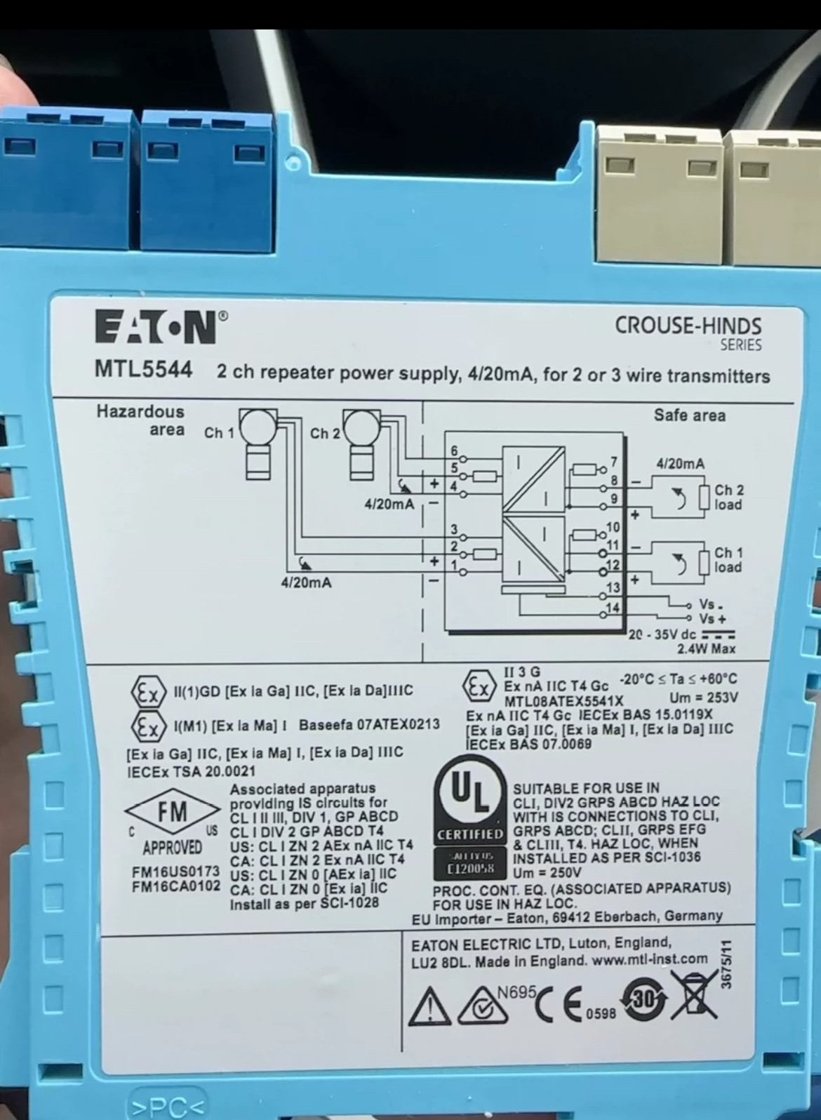 MTL5544 MTL 기기 근접 감지기 인터페이스 기본 가이드 라인 안전 장벽